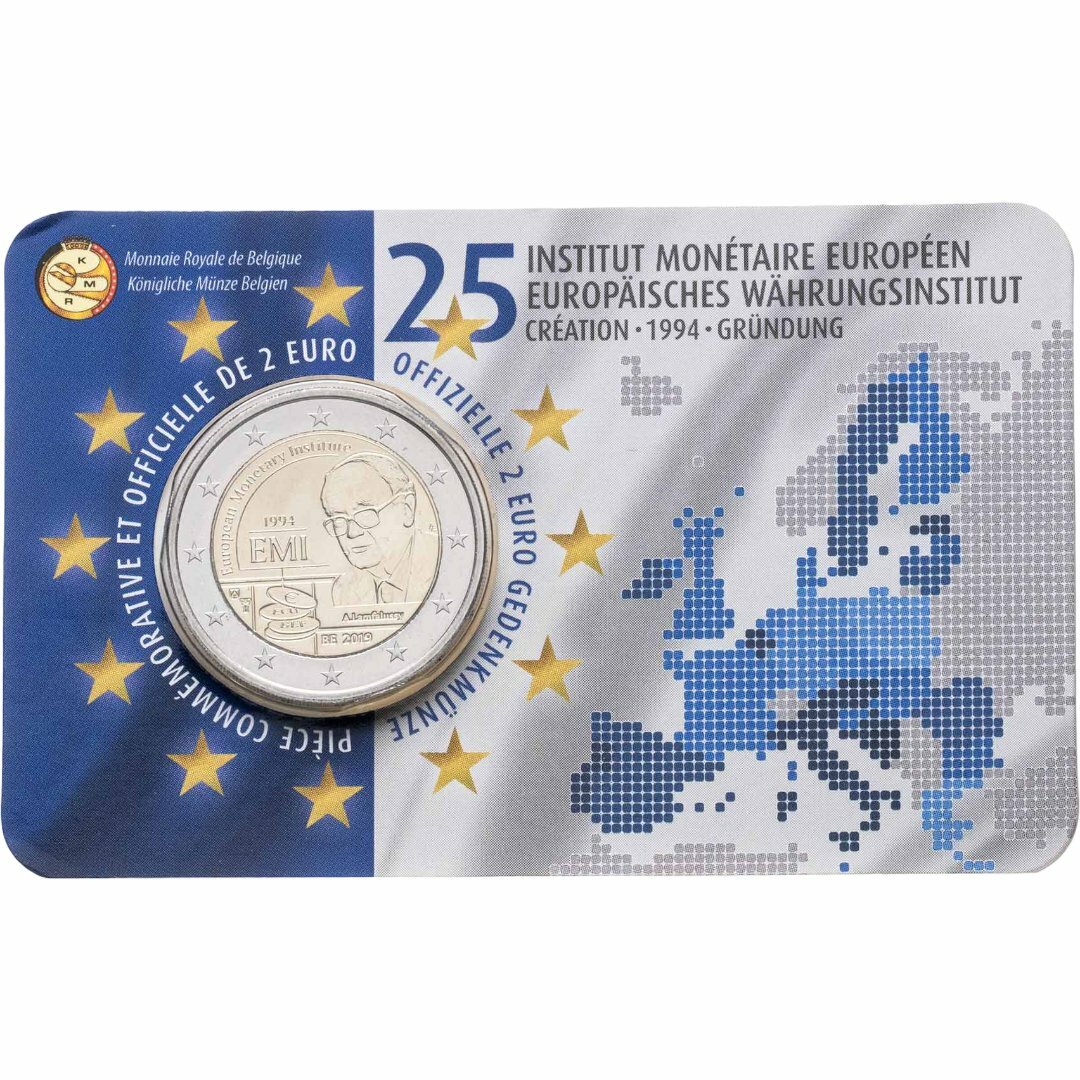 Бельгия 2 евро 2019 "25-летие Европейского валютного института" в блистере, Биметалл, в сохранности BUNC