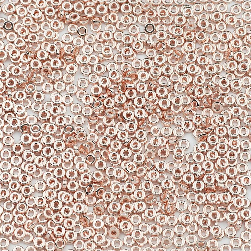 Плоские круглые бусины-разделители BTFBES 6 мм золото/серебро 100pcs, Rose Gold