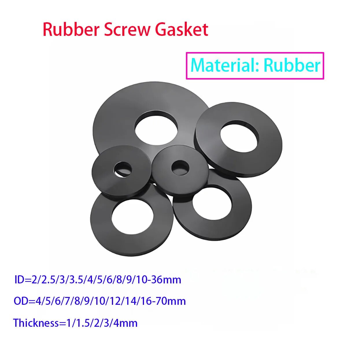 Резиновая круглая плоская шайба, амортизирующая водонепроницаемая уплотнительная прокладка, силиконовая винтовая прокладка