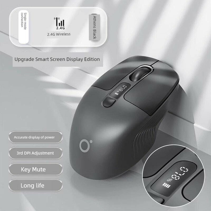 Беспроводная мышь для Asus TUF Dash 4/5 Pro с встроенным дисплеем, тихая, двухрежимная (Bluetooth/2.4G), афинско-черный