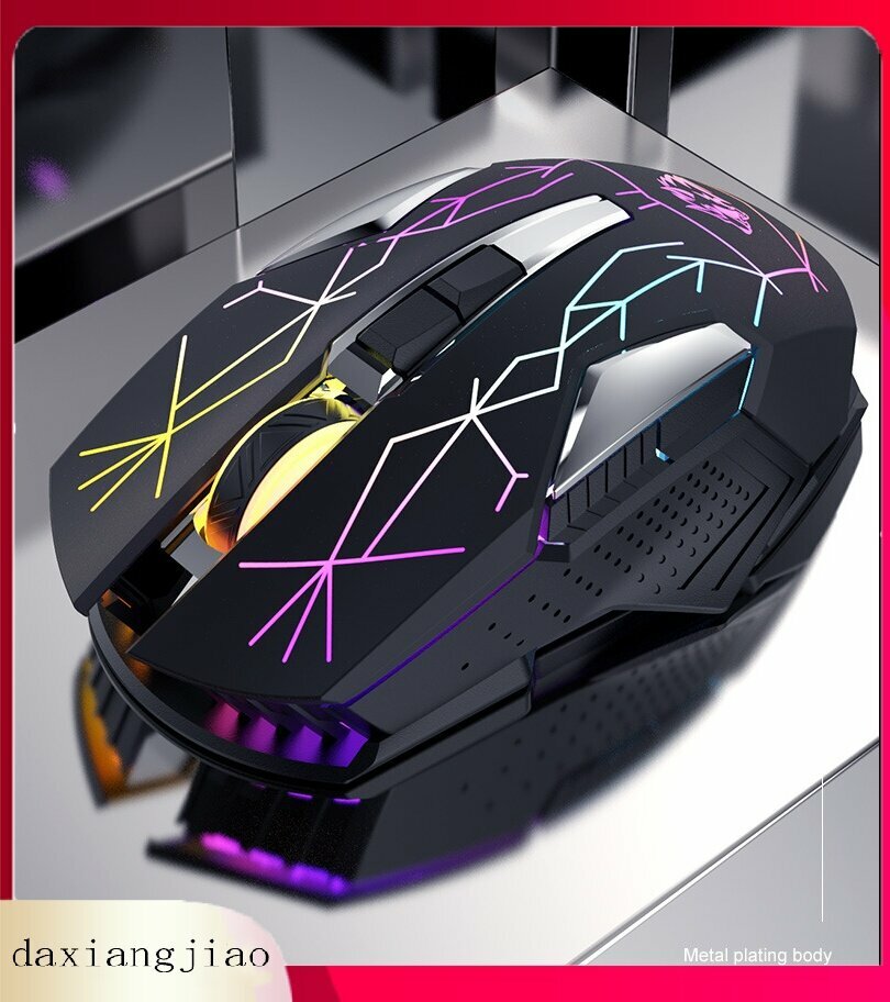 Мышь беспроводная Woif X18 компьютерная с RGB подсветкой мышка для компьютера ноутбука пк тихая/бесшумная usb type c оптическая черная wireless mouse