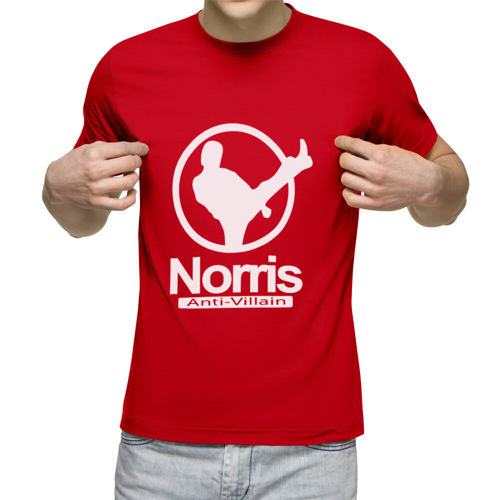 Мужская футболка «Чак Норрис -Chuck Norris» (красный, 2XL)