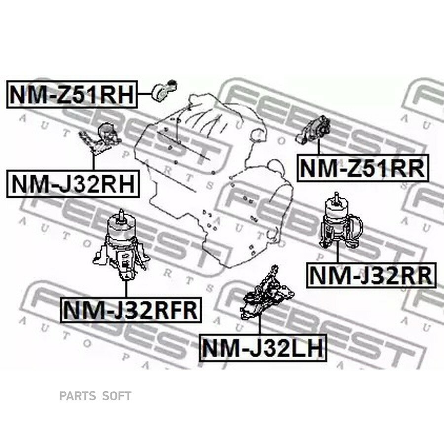 FEBEST NM-J32LH Подушка двигателя левая NISSAN TEANA J32 2008-2013 NM-J32LH
