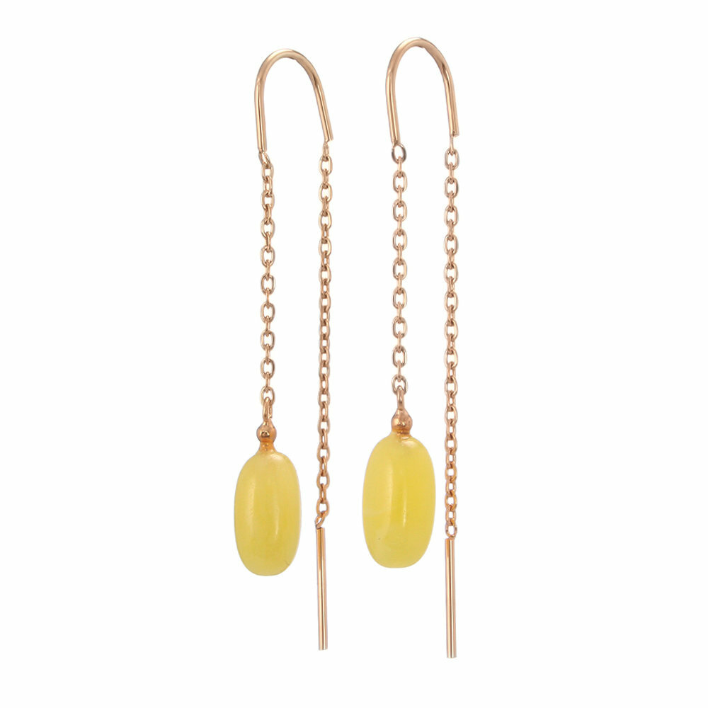 Серьги, серебро, 925 проба, янтарь