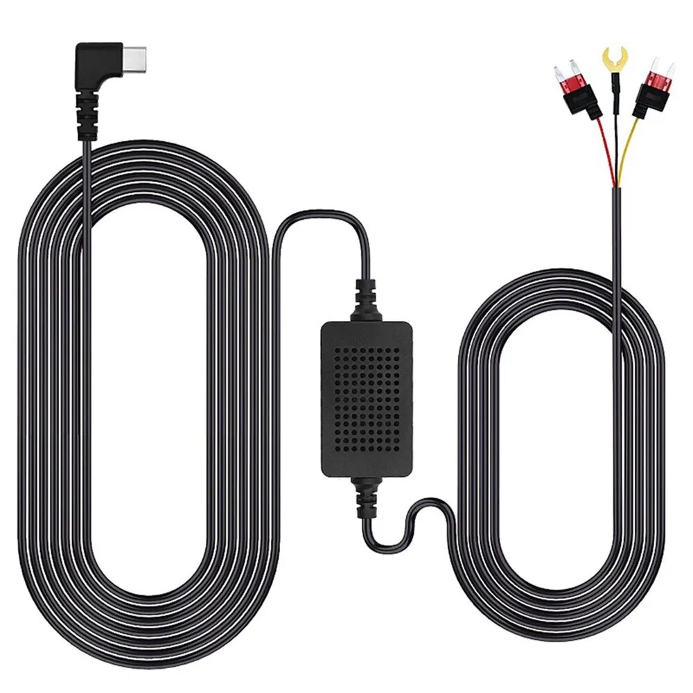 Универсальный кабель для автомобильного видеорегистратора длиной 3,5 м, кабель Type-C для подключения видеорегистратора, 12/24 В - 5 В, 3 А