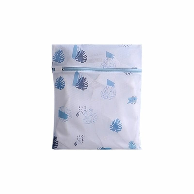 (1 шт.) Стиральный мешок с мелкой сеткой, усиленный, для защиты от деформации в стиральной машине - синие листья