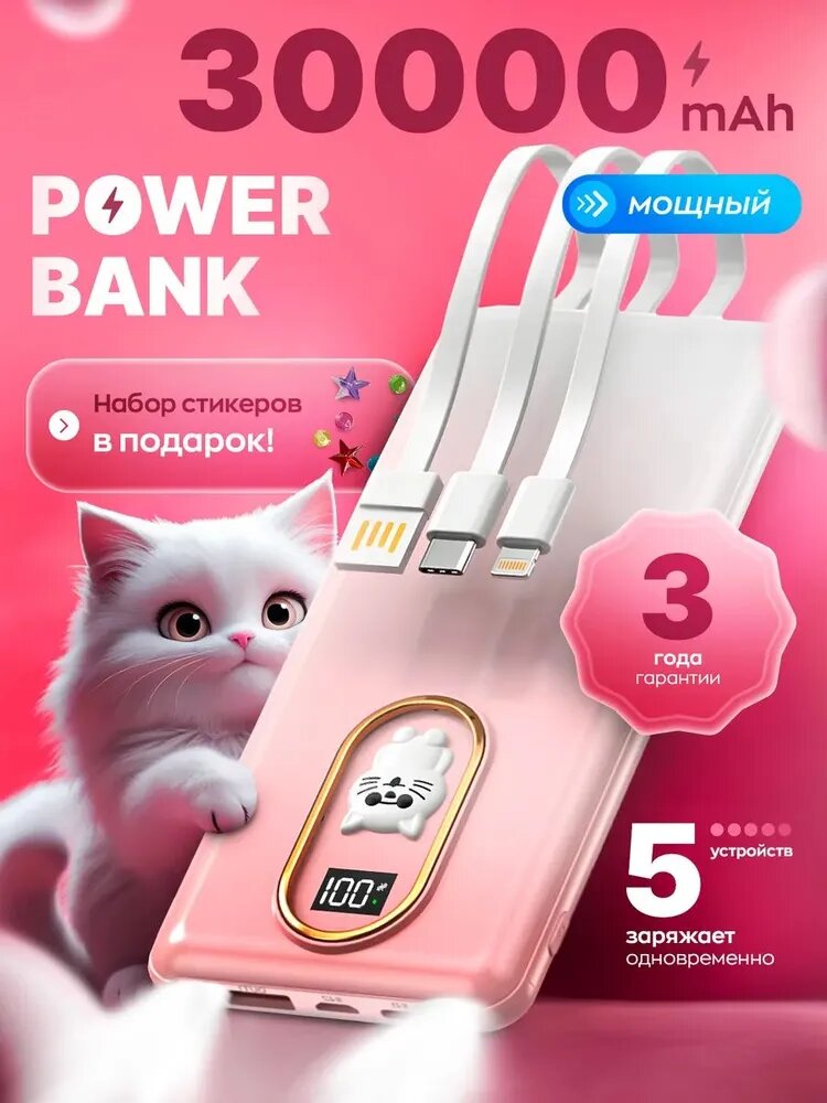 Повербанк 30000 мощный с быстрой зарядкой и фонариком-DINGSHANG