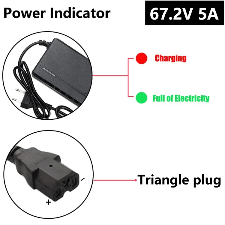 Зарядное устройство для электровелосипедов 36В/48В/60В/72В 5А/2А 67.2V 5A Triangle