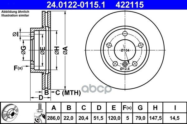 Тормозной диск BMW 3 E36 (09.1990-), Z3 (1995-), Z4 (2003-) F Ate арт. 24012201151