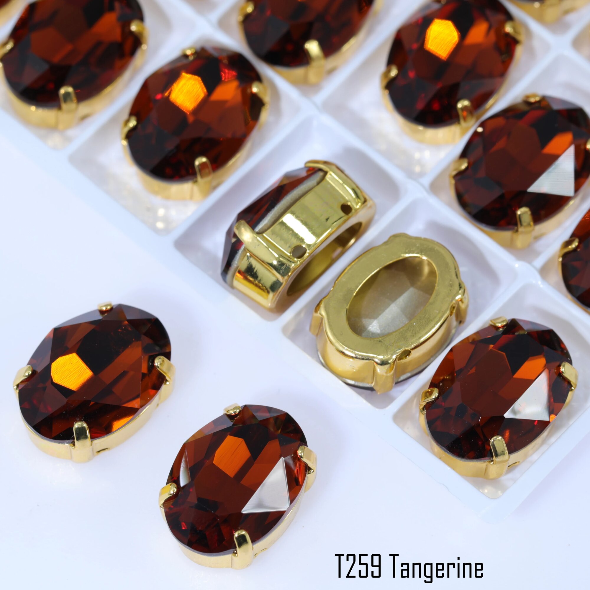 Стразы овальные T259 Tangerine, 13-18 мм, 24шт