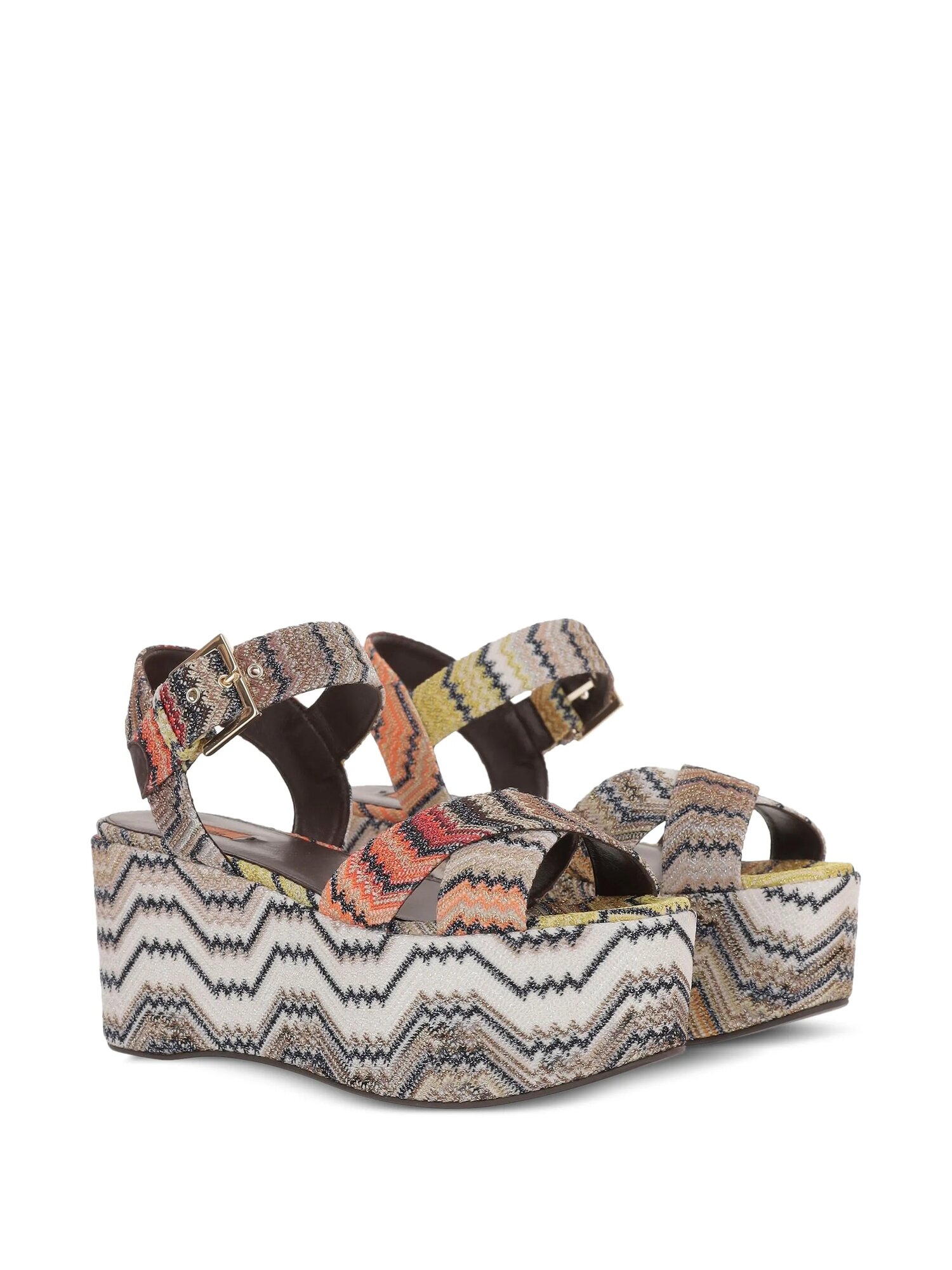 Босоножки Missoni Graphic-print platform sandals, размер 37, зеленый/оранжевый — фото 1