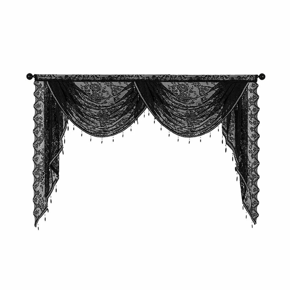 Штора Оконная ламбрекен х105 см крепление Без крепления черный