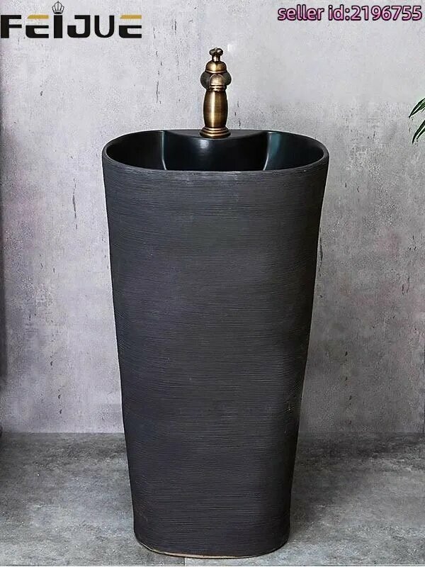 Напольная раковина для ванной, Керамика, размер 41*41*80см, В комплект входит: отдельностоящая раковина , донный клапан, сифон.