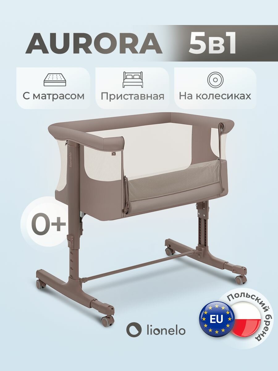 Приставная кроватка для новорожденных Lionelo Aurora детская колыбель