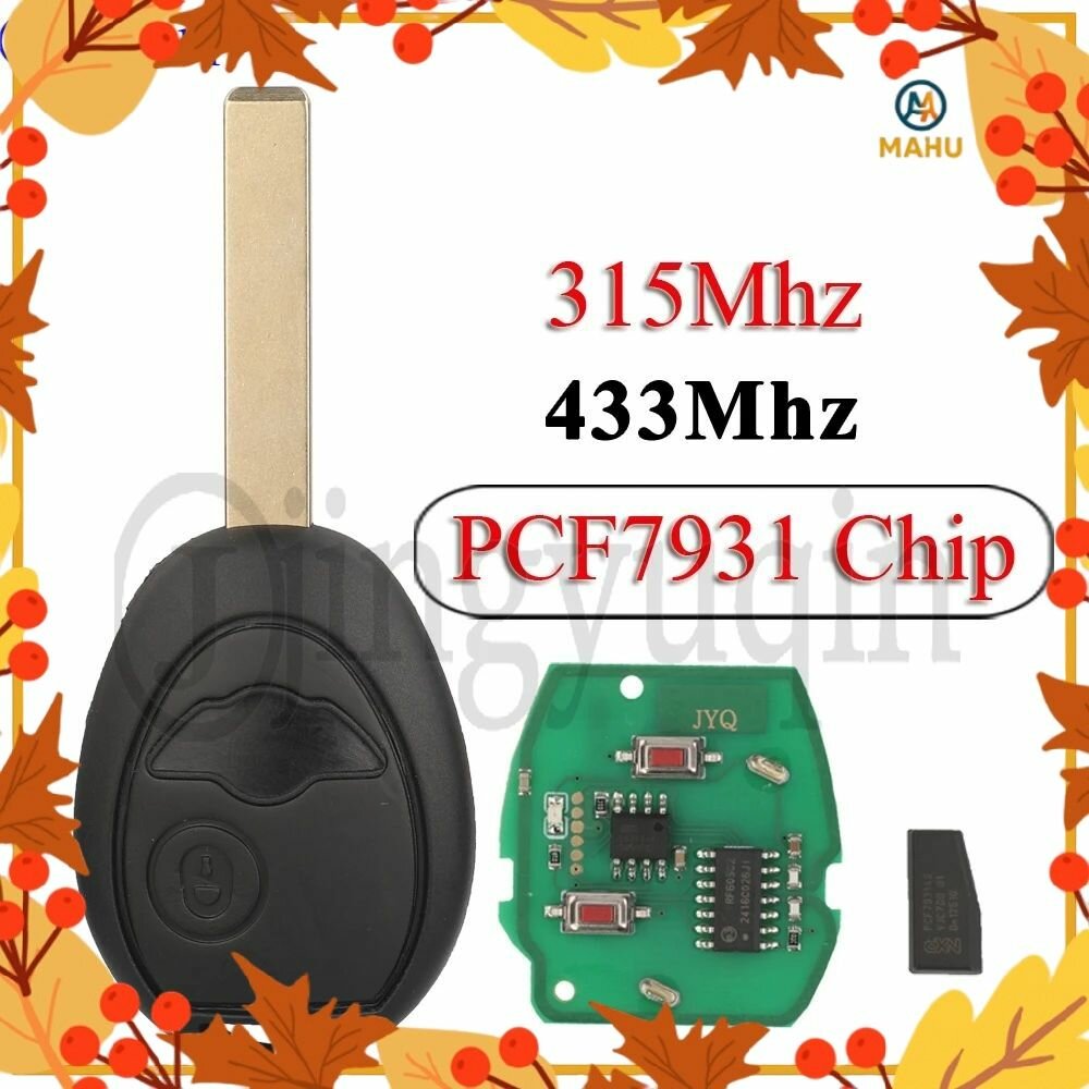 Jingyuqin 2‑кнопочный дистанционный ключ для BMW Mini Cooper S R50 R53 2002–2005, PCF7931, 315/433 МГц, с платой