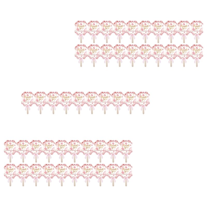 Упаковка из 50 Бумажных Вееров с красивым Рисунком Декоративные Бумажные Веера для Вечеринок Свадеб и особых мероприятий