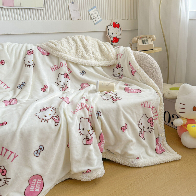Одеяло плюшевое MINISO Hello Kitty, розовое, 150×200 см, гипоаллергенное, для взрослых и детей