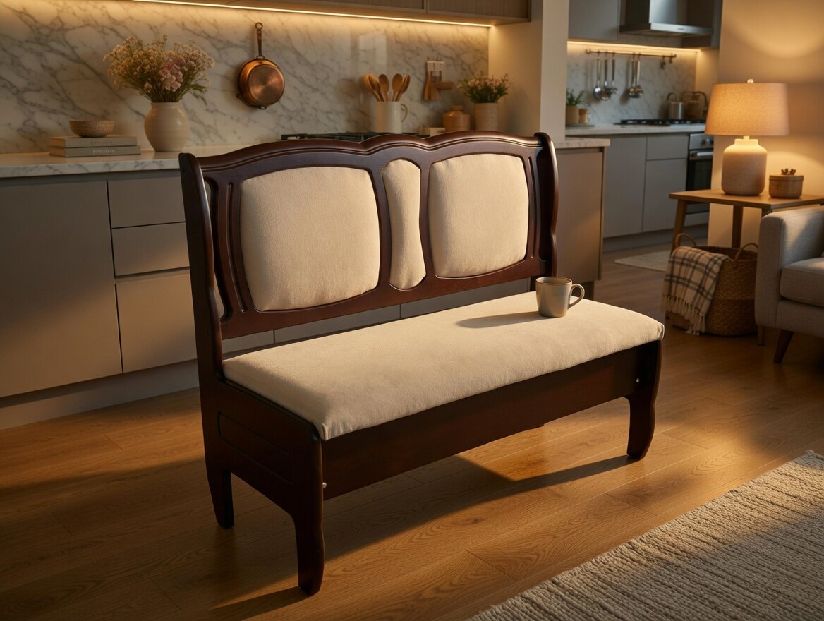 Диван кухонный обеденный, натуральное дерево, мягкий, универсальный, с ящиком