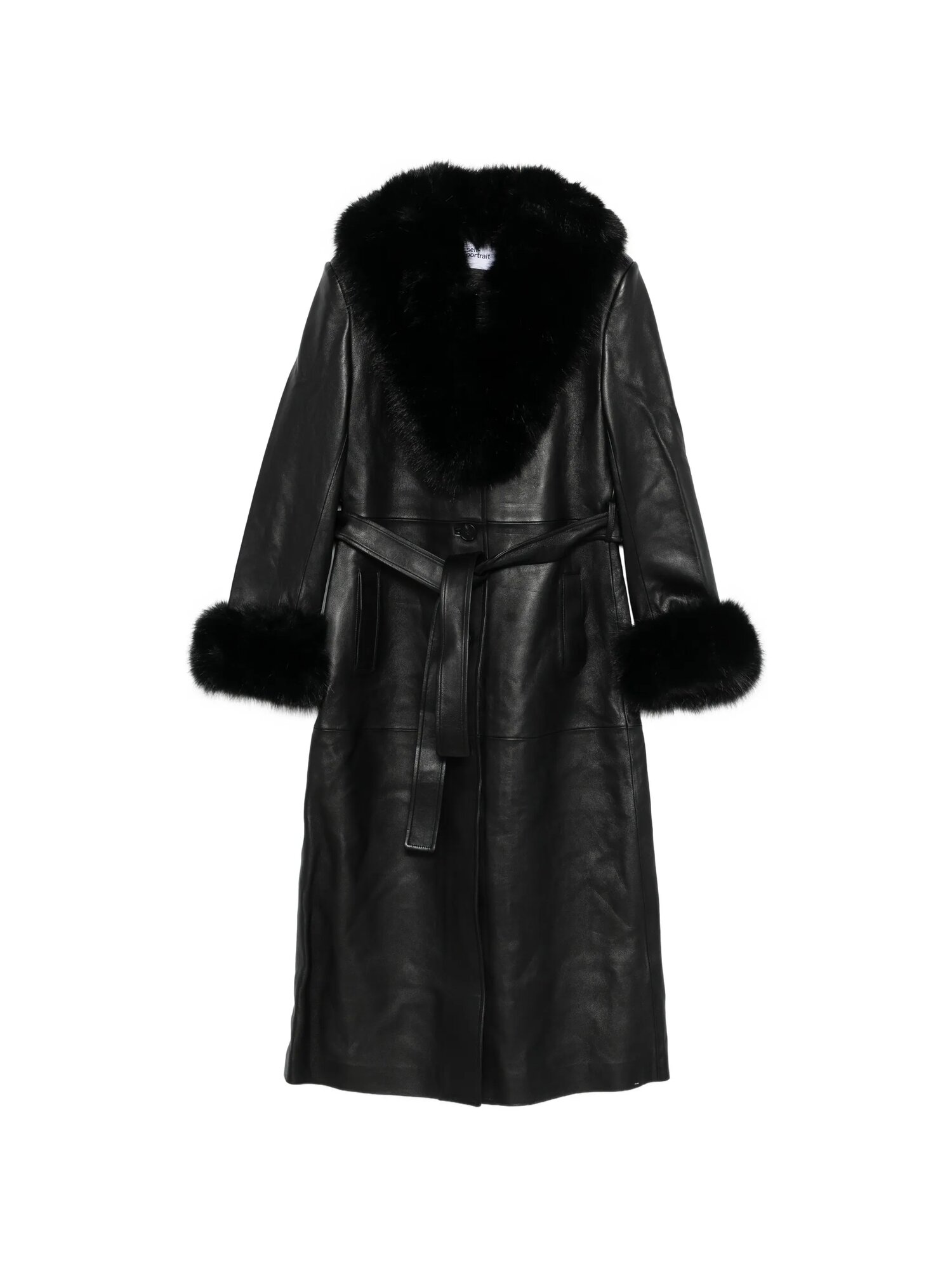 Пальто Faux fur-collared belted coat