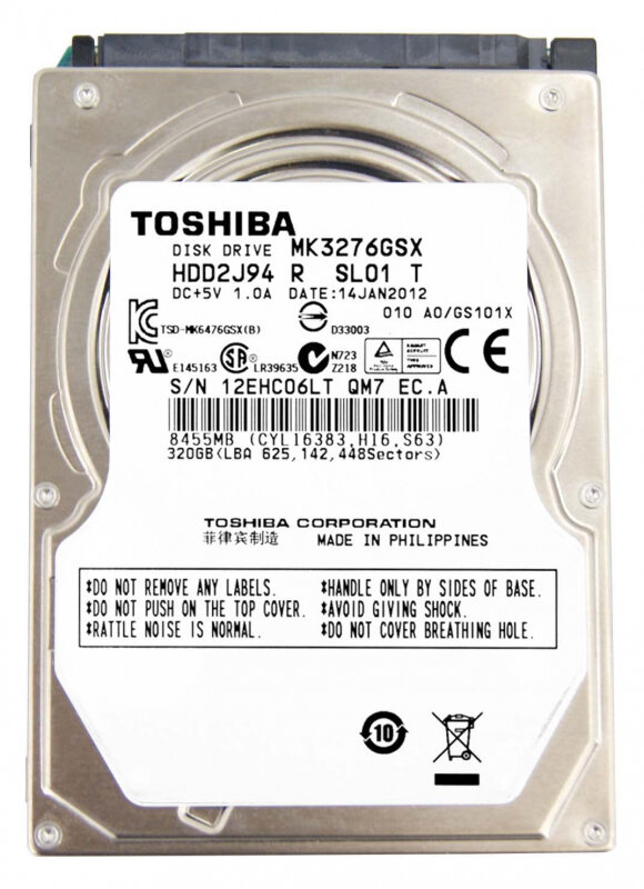 Жесткий диск Toshiba MK3276GSX 320Gb 5400 SATAII 2,5" HDD