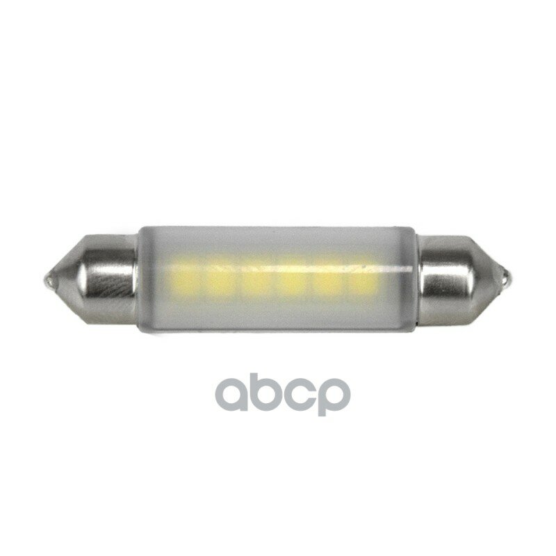 Лампа светодиодная 12V T11 салон. 41мм 6 диодов SMD белая матовая 6000K (SV8.5) набор 2шт (MTF) MTF Light арт. T41M5PT -