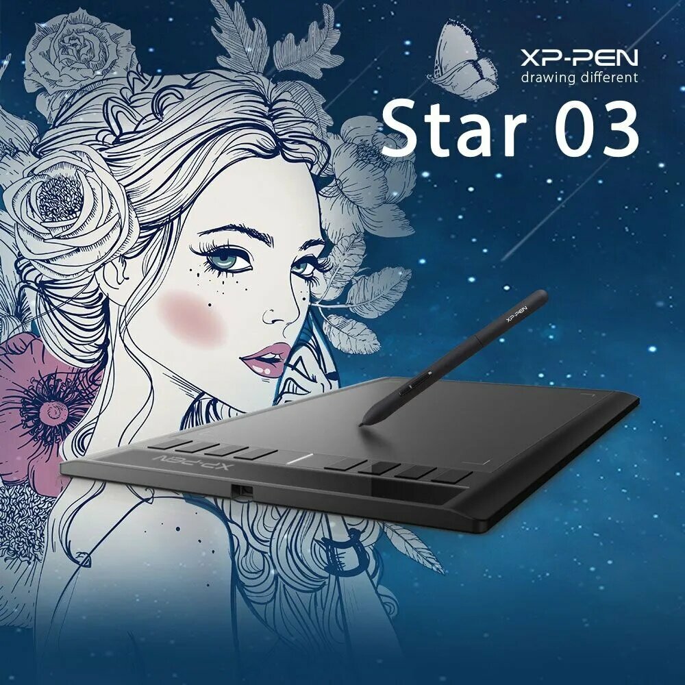 XP-Pen Графический планшет XPPEN Star 03 V2, формат A4, черный, темно-бежевый