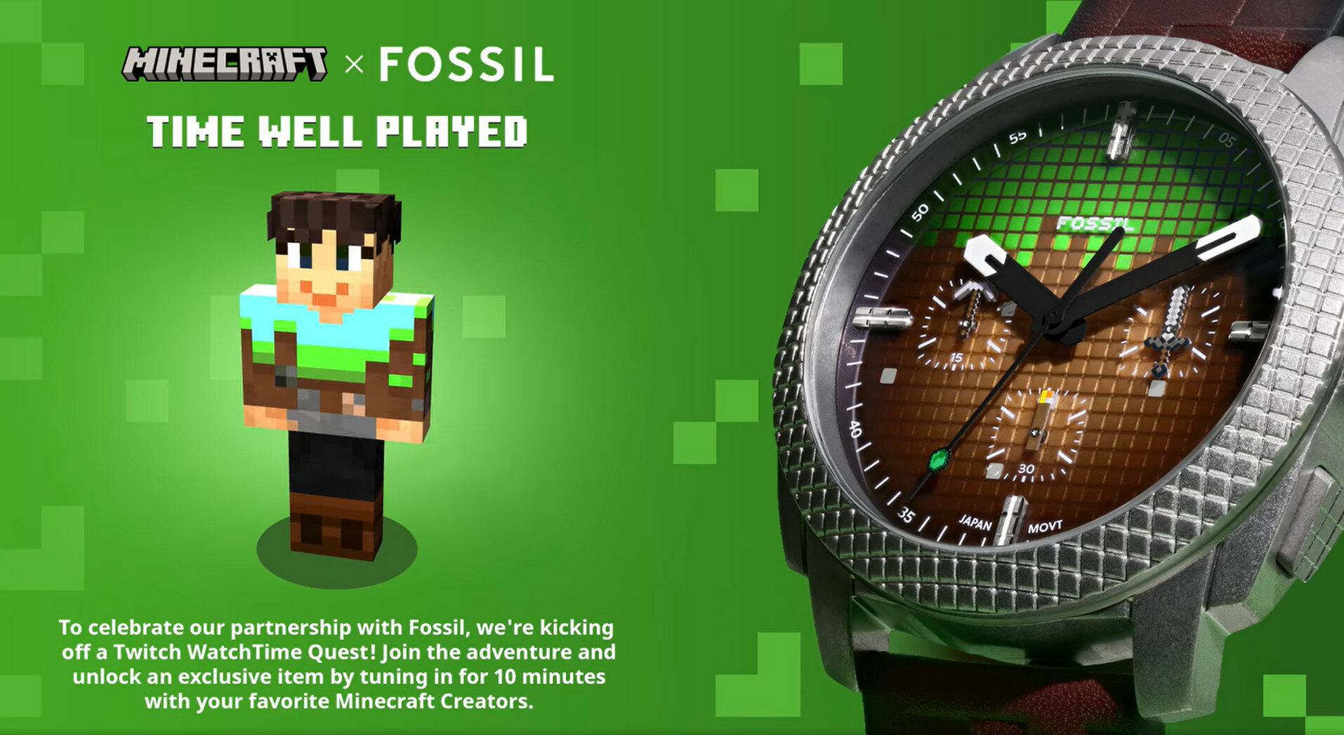 Minecraft Java & Bedrock издание - Fossil Collab Time Well Played Reward DLC XBOX One / Xbox Series X|S / PC Ключ