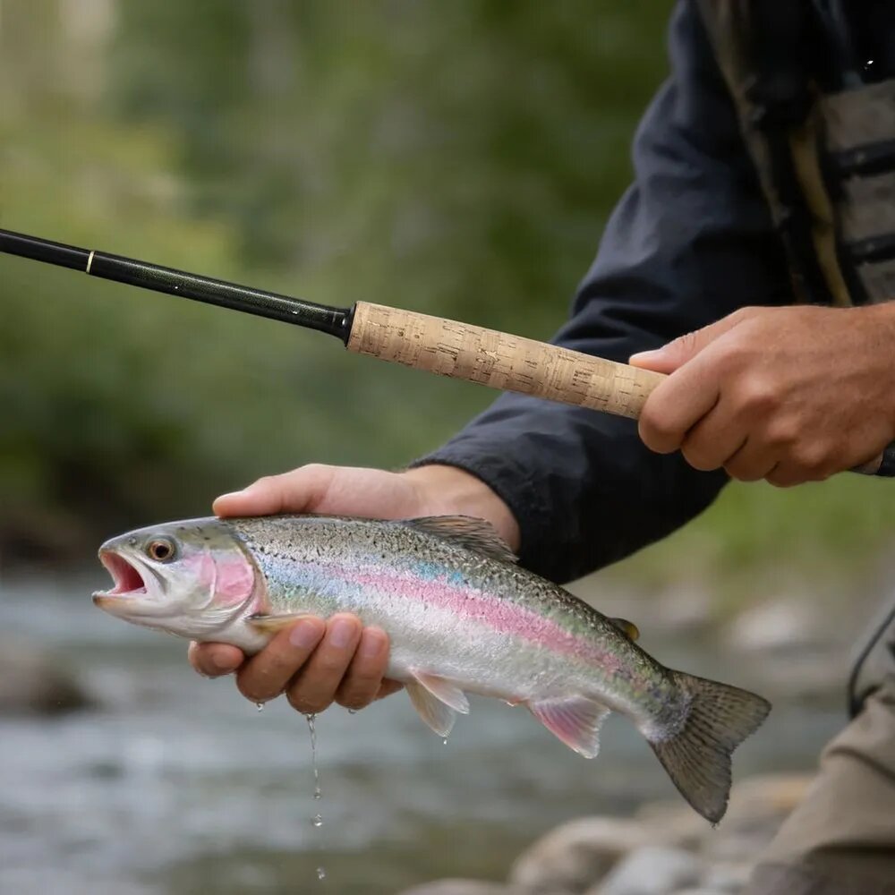 Удилище для нахлыстовой рыбалки TENKARA 44-350 см, рукоятка из искусственного дерева, карбоновое, портативное.