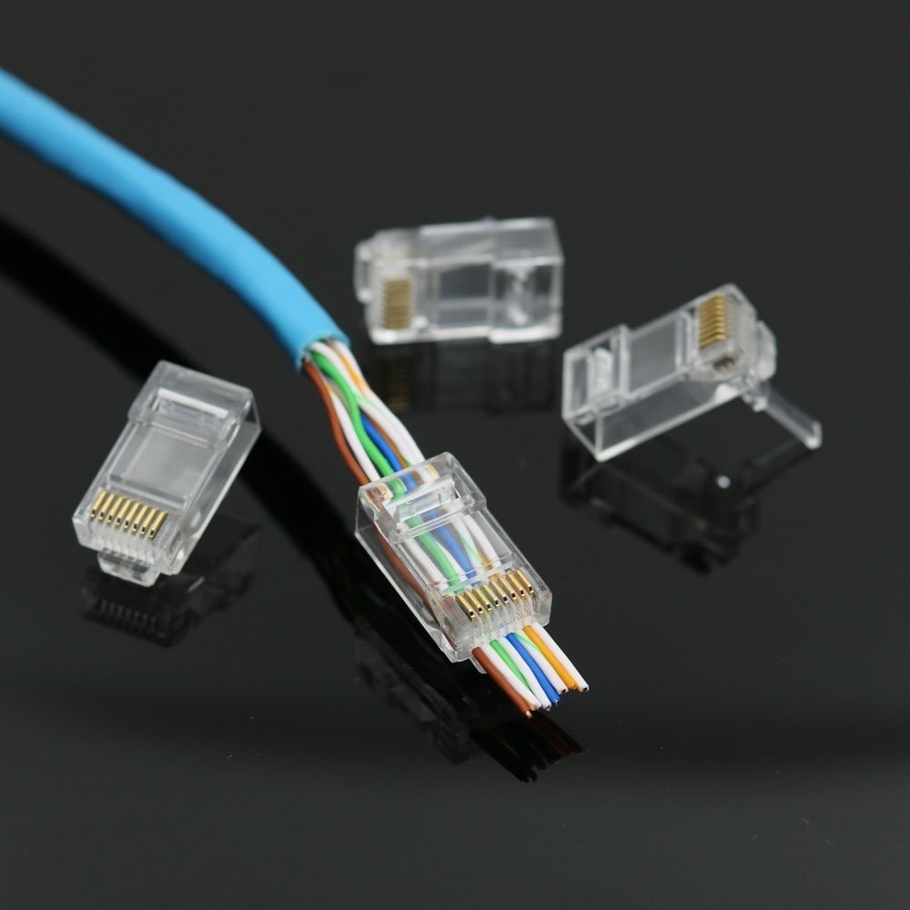 Вилка RJ-45 (8P8C) LC-PTU-01/100 универсальная. cat.5e. со сквозным отверстием(100 шт.)