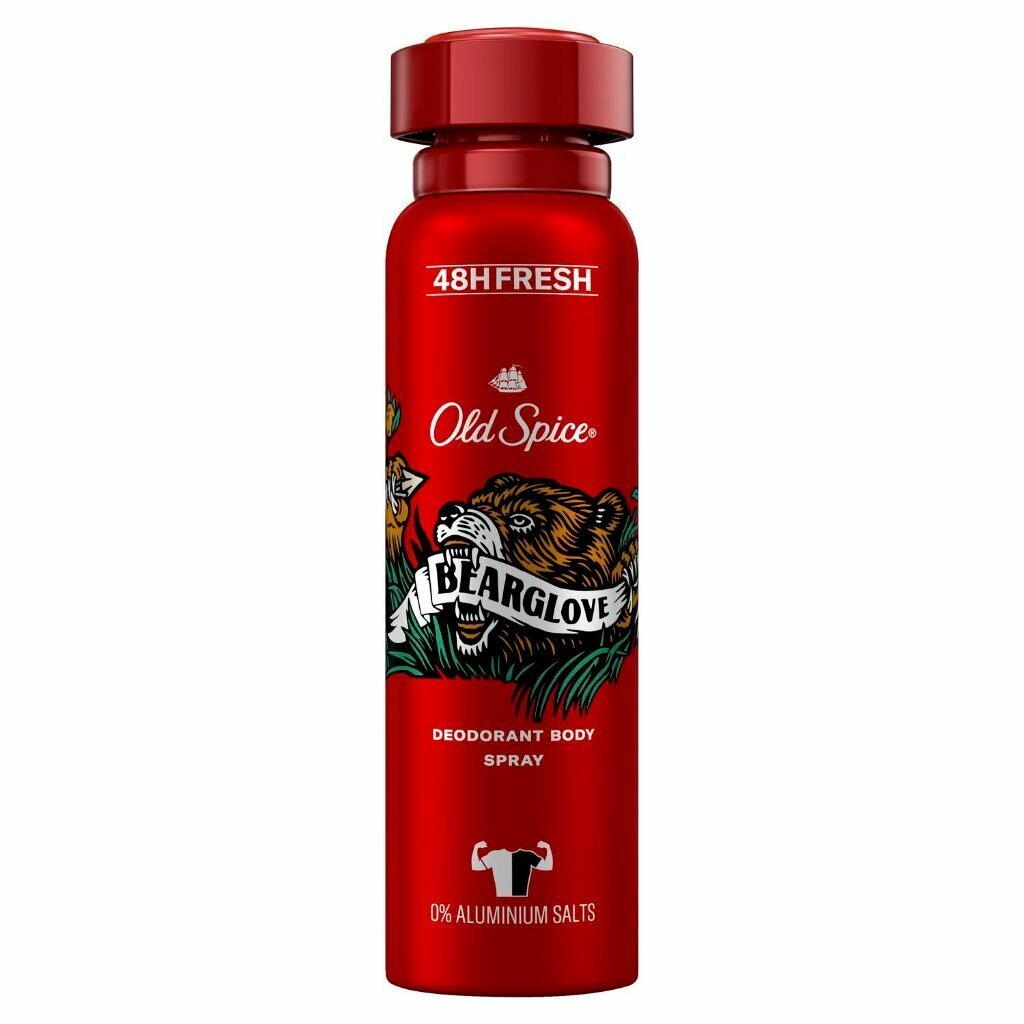 Мужской дезодорант спрей Old Spice Bearglove 150 мл, защита от пота и неприятного запаха, производство Великобритания