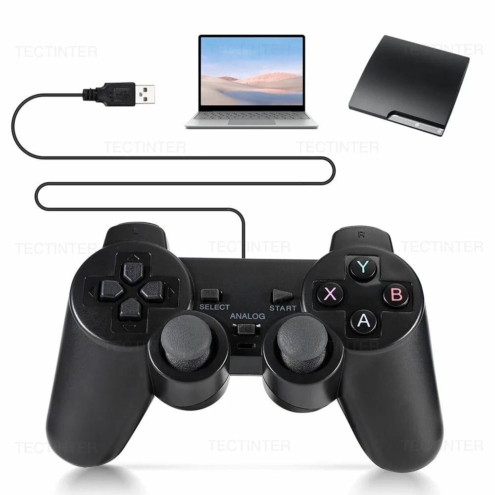 Проводной USBгеймпад для PS3 с двойной вибрацией геймпад Android джойстик Playstation 3 и ПК аксессуары