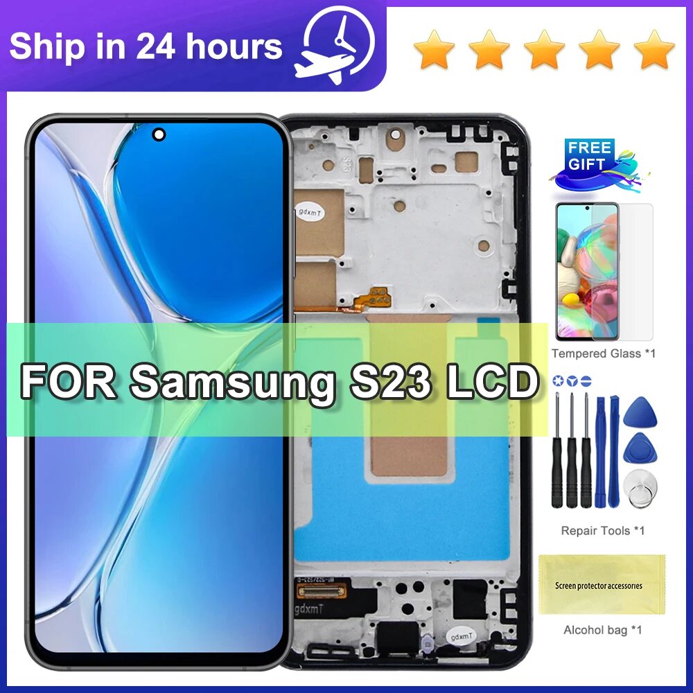 Дисплей Samsung S23 5G US Black с рамкой