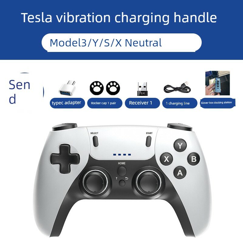 Одиночный беспроводной Bluetooth-контроллер с вибрацией для Tesla Model 3/Y с подзарядкой и док-станцией
