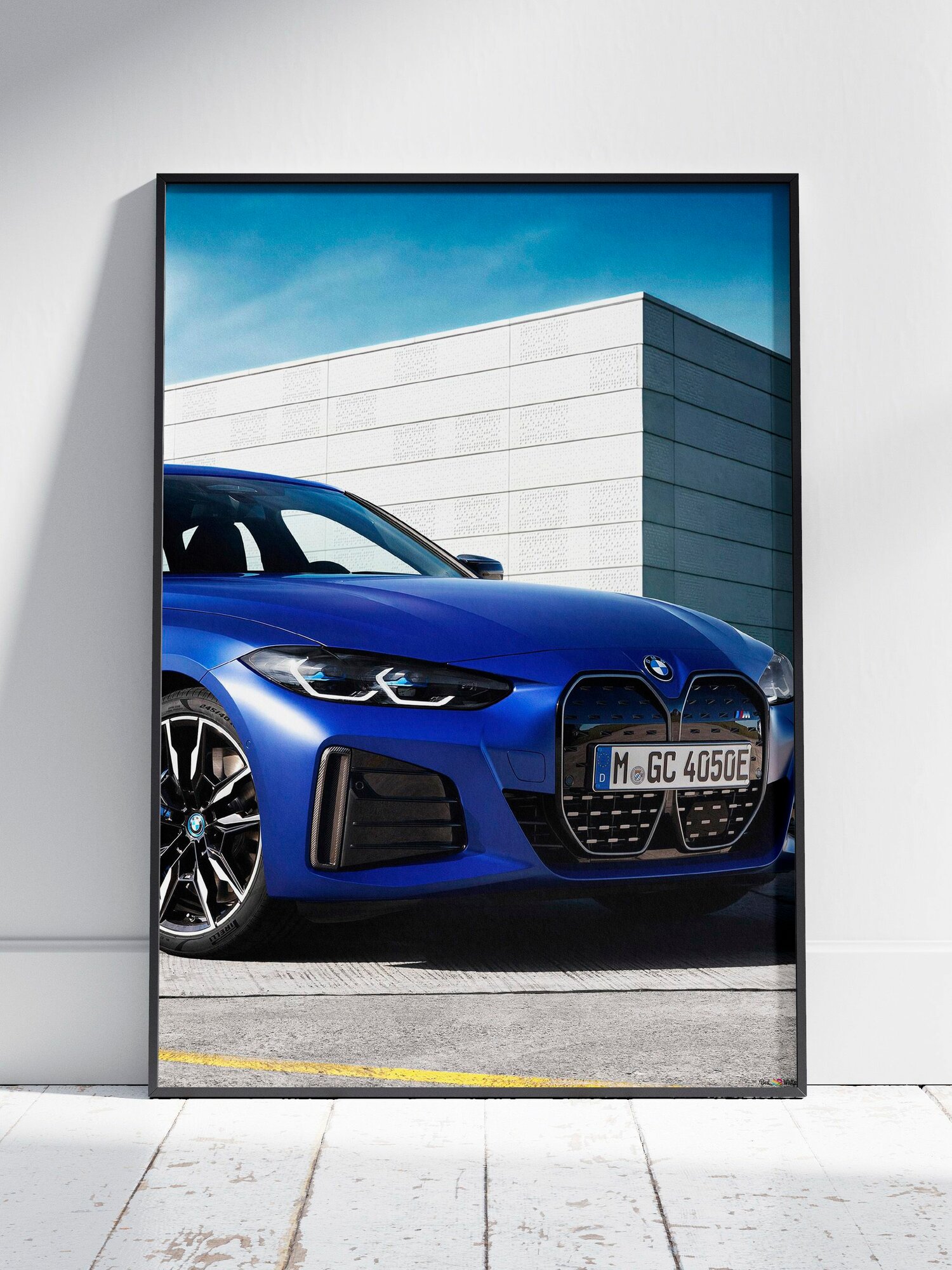 Плакат на стену для интерьера Легенды Авто (БМВ i4 M50 - BMW i4 M50 1) - Постер по машине формата A3 (30x42 см)