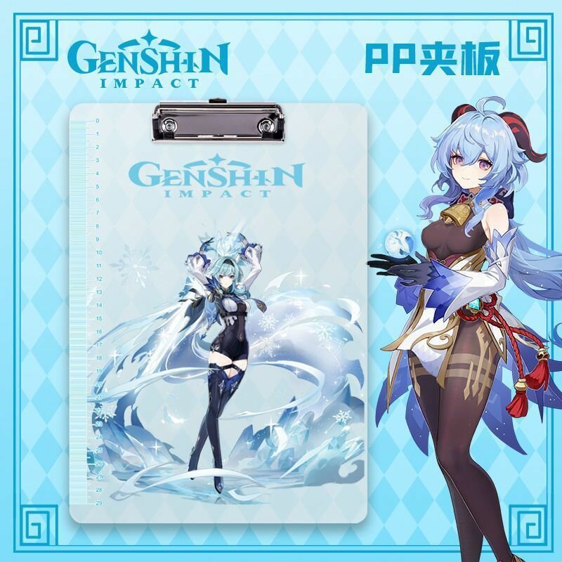 Мерчандайзинг GRSHIN по игре Genshin Impact: папка-планшет формата А4 с изображениями Сяо, Каэдэхары Казухи, Ху Тао, Райдена Сёгун, Чжунли.