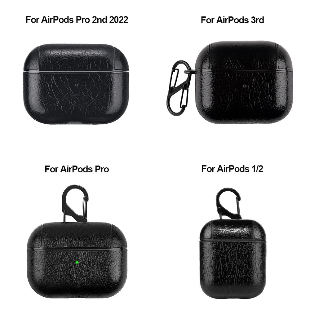 Кожаный чехол для AirPods Pro 3, черный
