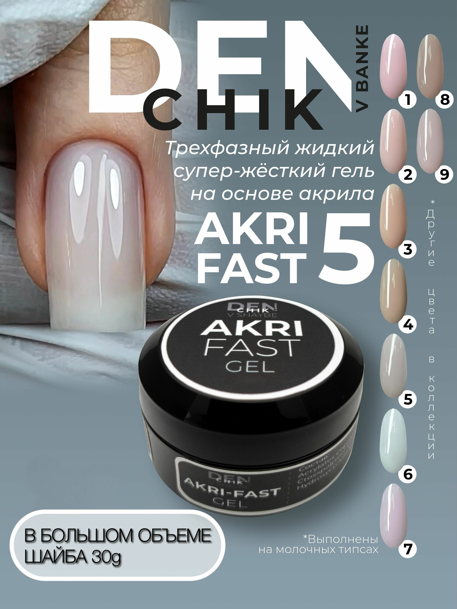 Гель для моделирования ногтей Akri-fast 30гр