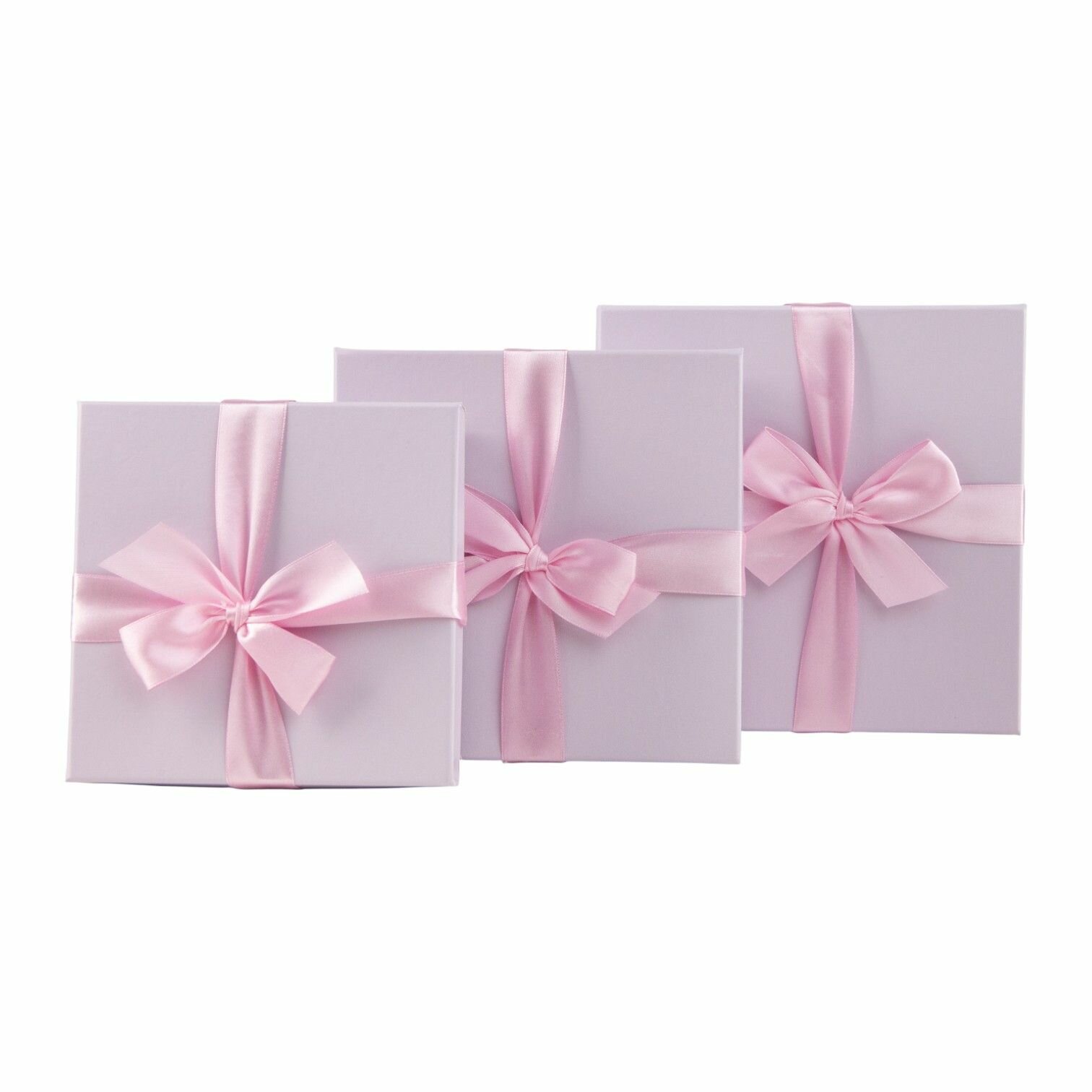 Набор подарочных коробок Браво 3 в 1, с бантом, цвет лиловый матовый, картон