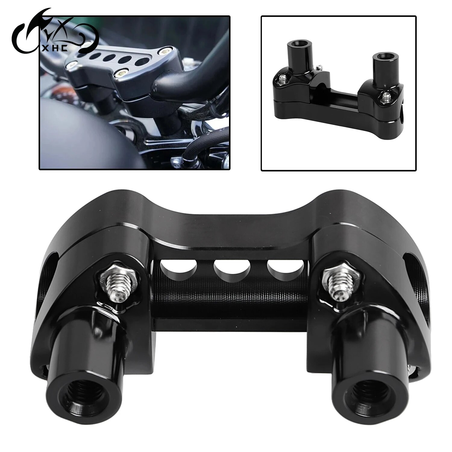 Черные 2-дюймовые стойки руля с верхним зажимом для Harley 1 дюйм Bar Dyna Wide Glide Low Rider Sportster XL883L XLH1200 Softail Road King