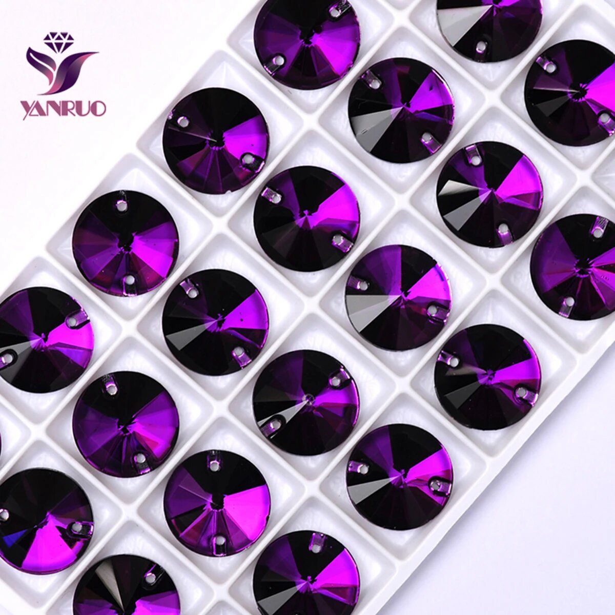 Стразы YANRUO Rivoli 8-18 мм, фиолетовые