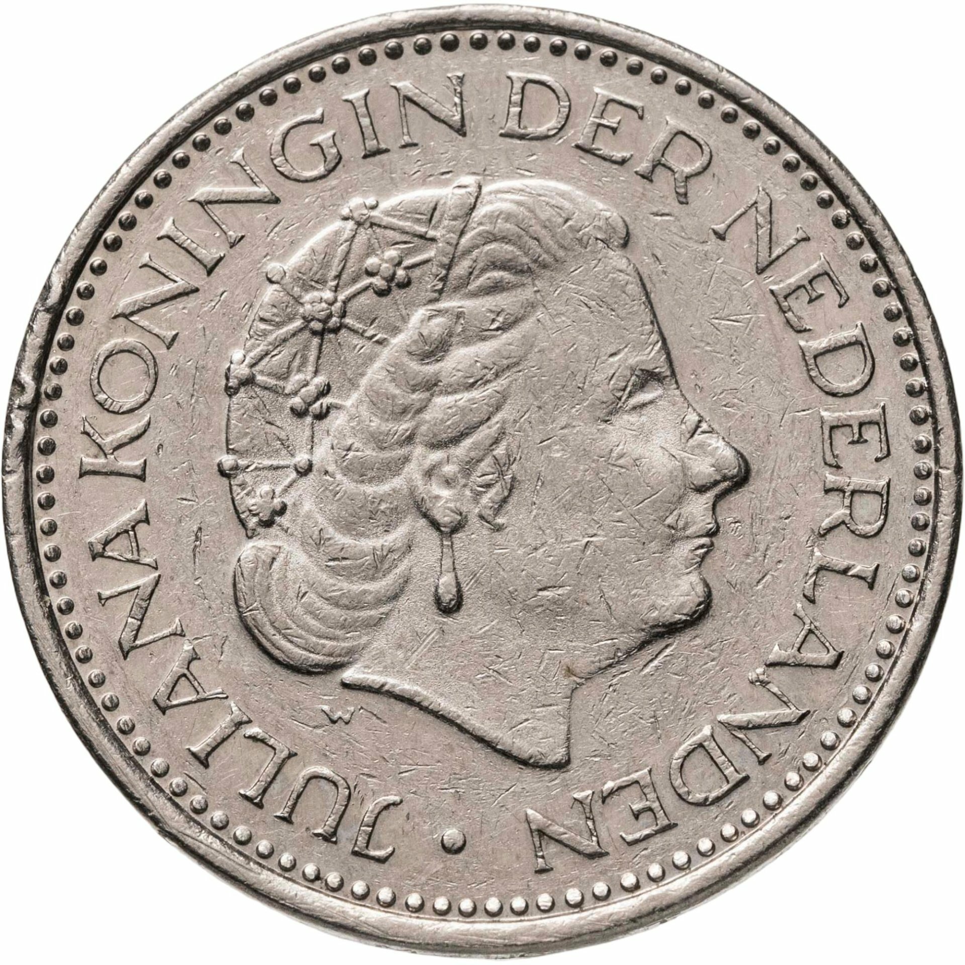 Нидерланды 1 гульден gulden 1977, Никель, в сохранности XF