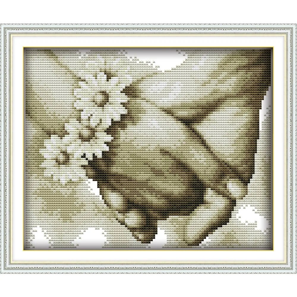 Набор для вышивки крестом "Рука в руке", канва 18ct unprint