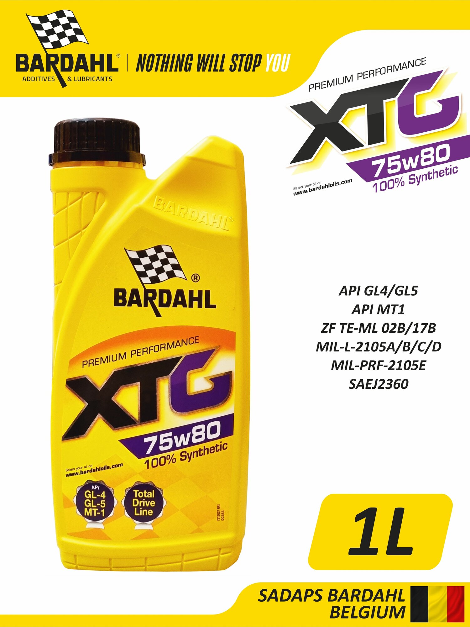 Трансмиссионное масло Bardahl XTG 75W80 GL-4/5 1 л