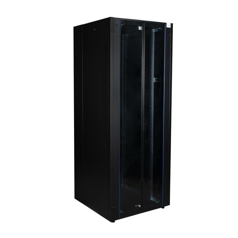 Шкаф напольный 19дюйм 32U 800х800 2-я перед. дв. стекл. 2-я задн. дв. метал. черн. Datarex DR-738321