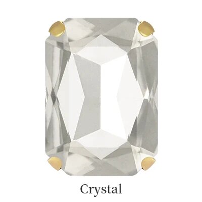 Pipatian восьмиугольные стеклянные стразы для пришивания 10 шт Gold back 10pcs, 18x25mm, Crystal