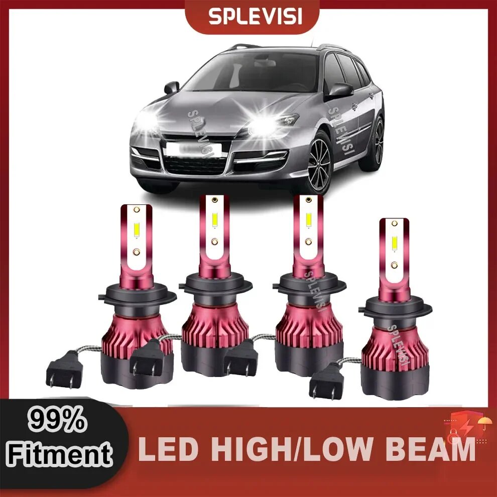 Фара CSP дальнего ближнего света 6000K белая для Renault Laguna MK3 2008-2015 2009 2Pcs H7 High Beam