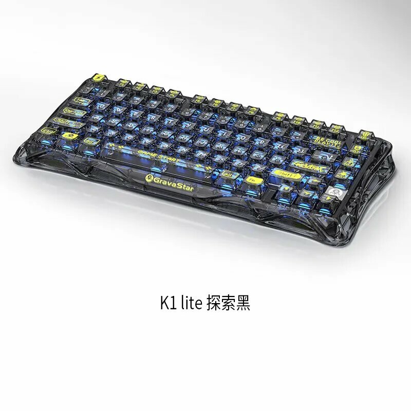 Беспроводная механическая клавиатура GravaStar K1 LITE — прозрачная беспроводная трехрежимная игровая профессиональная Bluetooth-клавиатура с подсветкой ke
