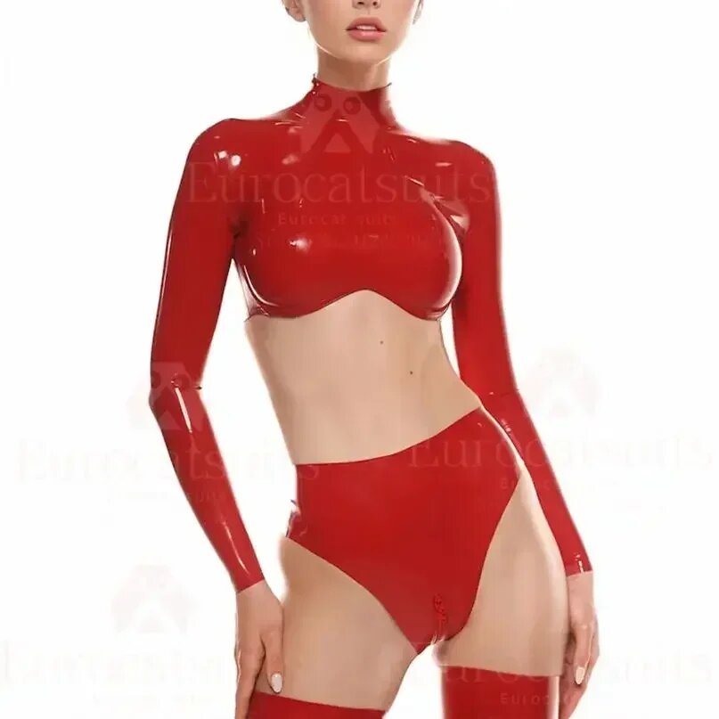 Женский латексный комбинезон Красный, XL, top1