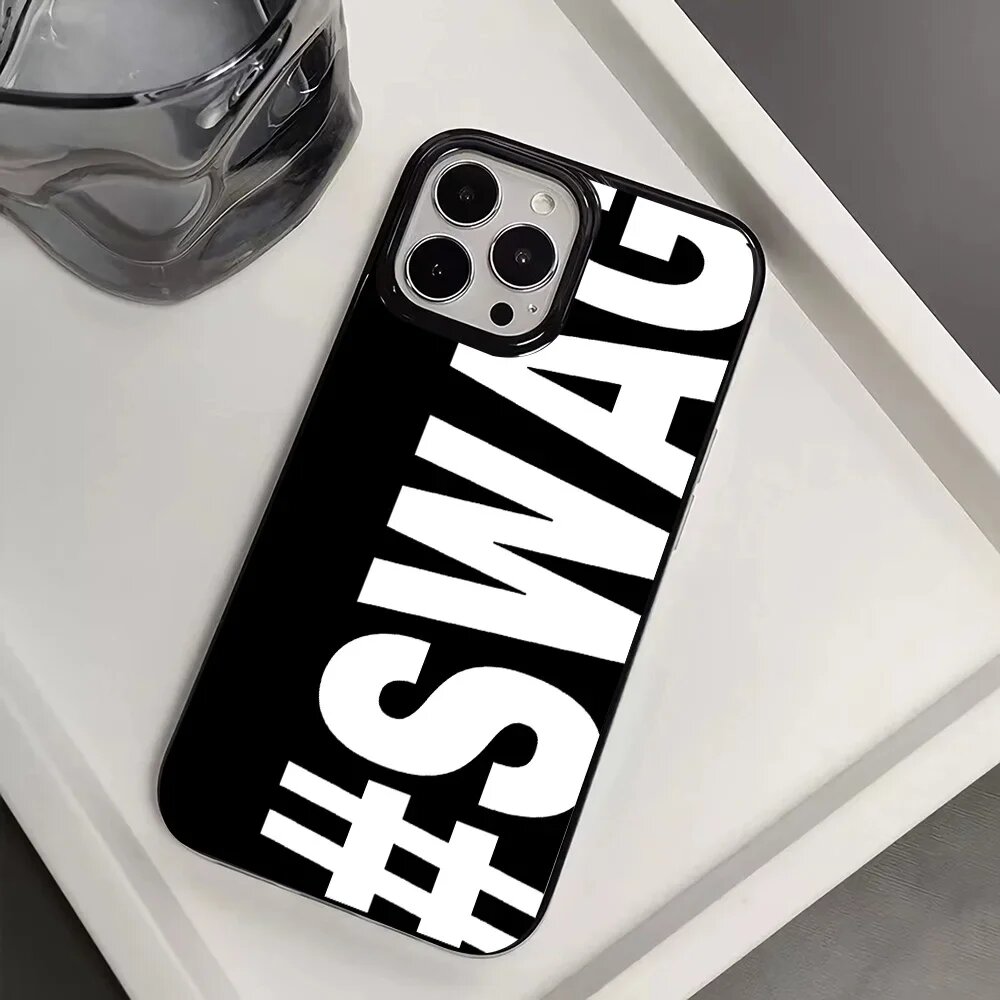 Черный чехол для iPhone 14 Pro с надписью #SWAG