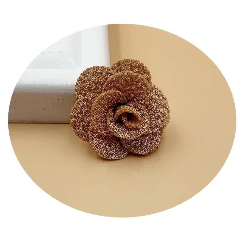 Ручные цветы из ленты Camellia 24-192 шт Коричневый, light coffee, 192pcs 2.5cm